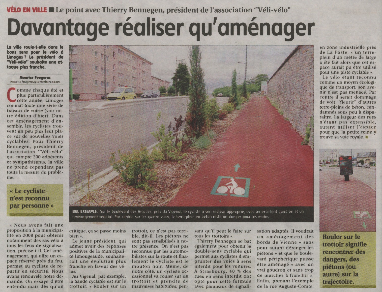 Interview avec Le Populaire de véli-vélo - Association Véli-Vélo